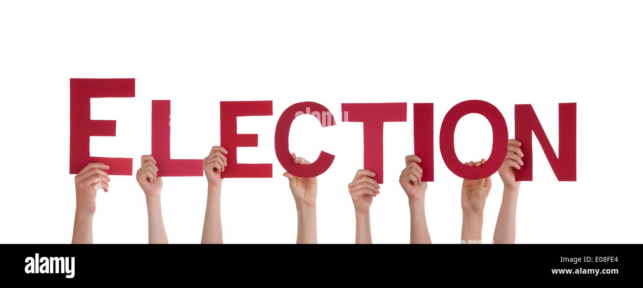 Many People Holding the Red Word Election, Isolated Stock Photo - Alamy