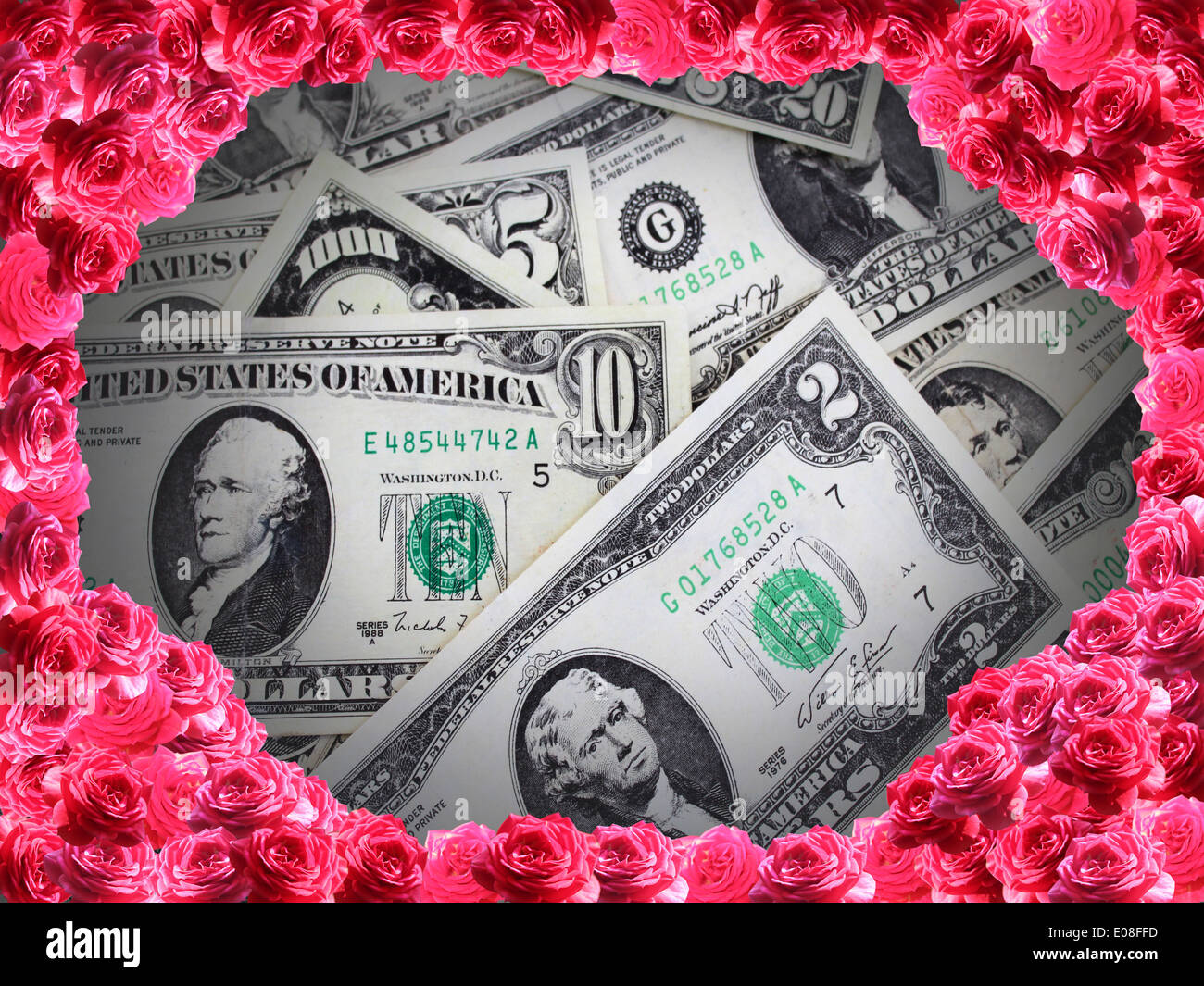 Red rose dollar money hi-res stock photography and images - Alamy