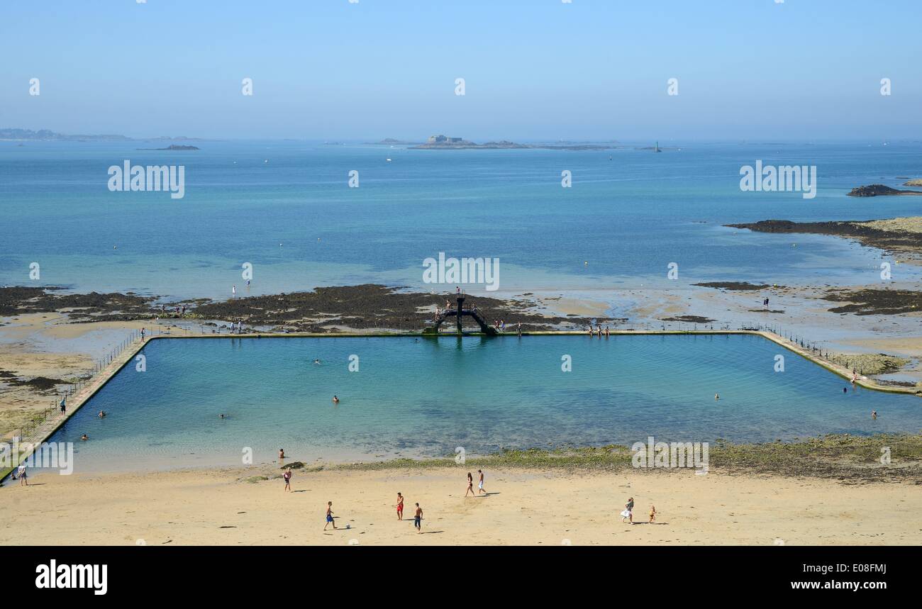 A marine water pool at the coast of Saint-Malo 04.09.2013 Stock Photo ...