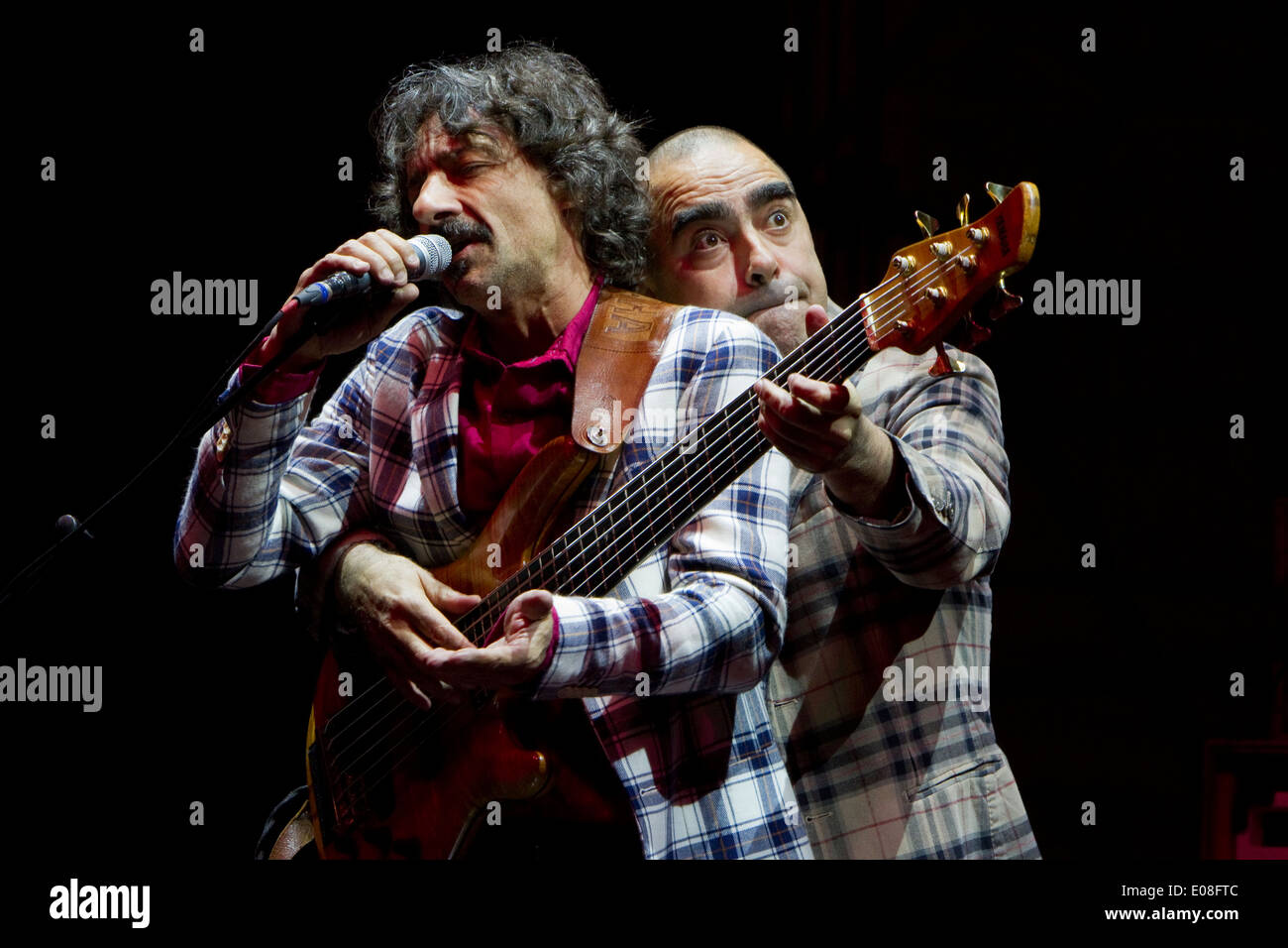 Italian singer Elio and bassist Faso during a show at 2014 Torino Jazz ...