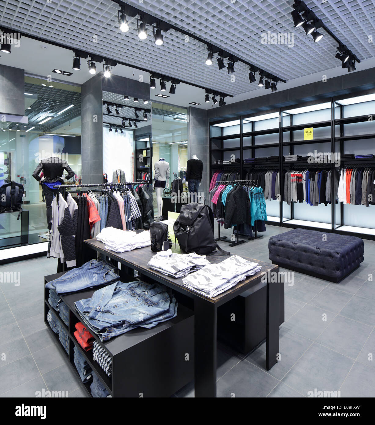 luxury and fashionable brand new interior of cloth store Stock Photo ...