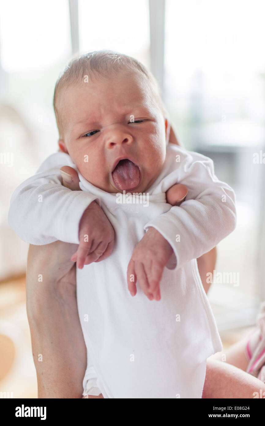 Newborn baby crying, close-up Stock Photo - Alamy
