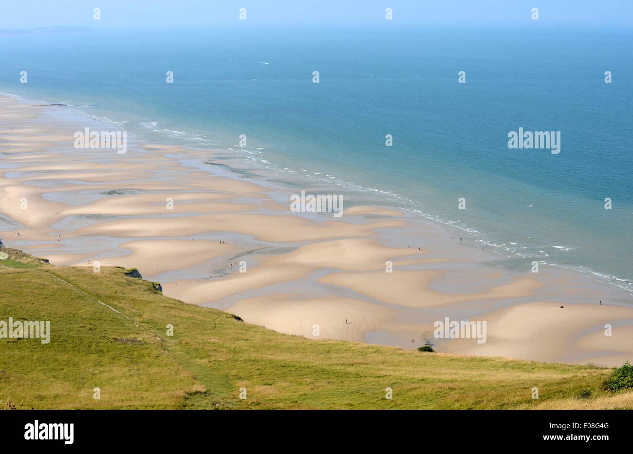 View from Le Cap Blanc Nez towards the beaches of the french coast ...