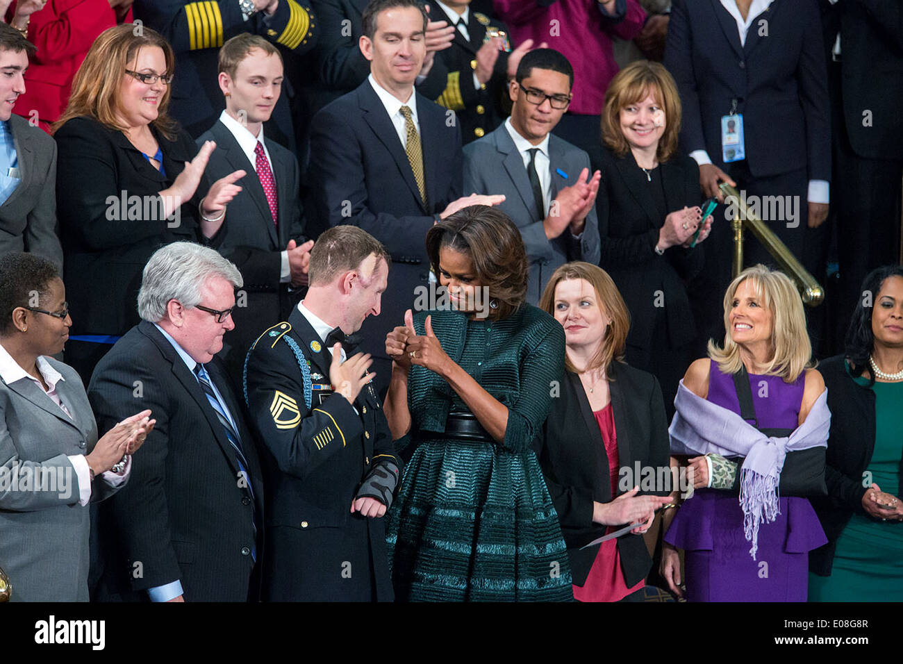 US First Lady Michelle Obama greets U.S. Army Ranger Sergeant First ...