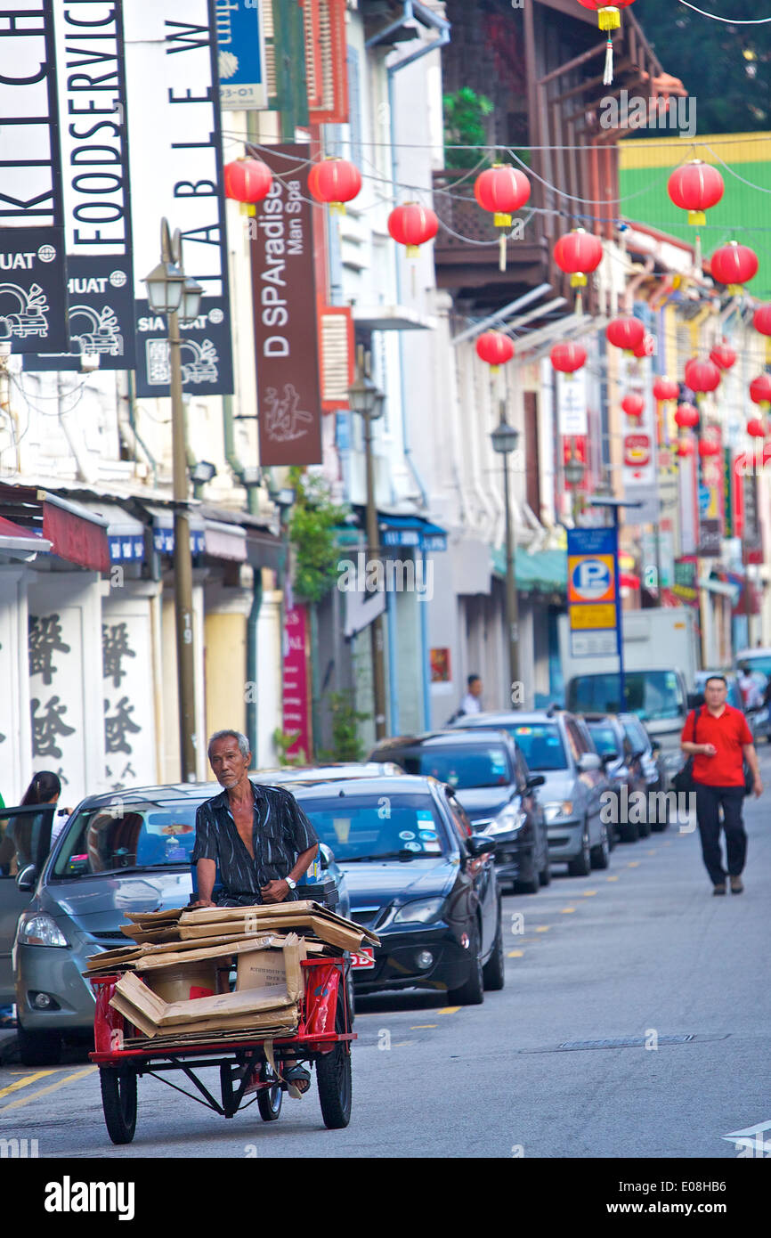 Traditional Transport, Chinese Man Rides A Cycle Rickshaw In Chinatown ...