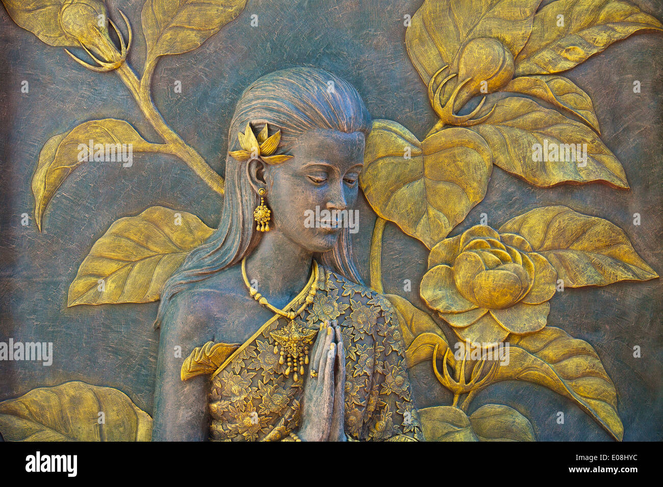 Bas Relief of an Oriental Woman, Singapore Stock Photo - Alamy