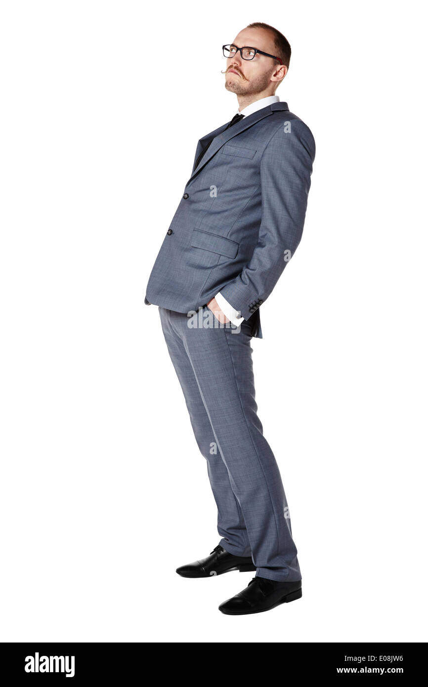 Studio shot of cocky businessman. Isolated on white. Copy space Stock ...