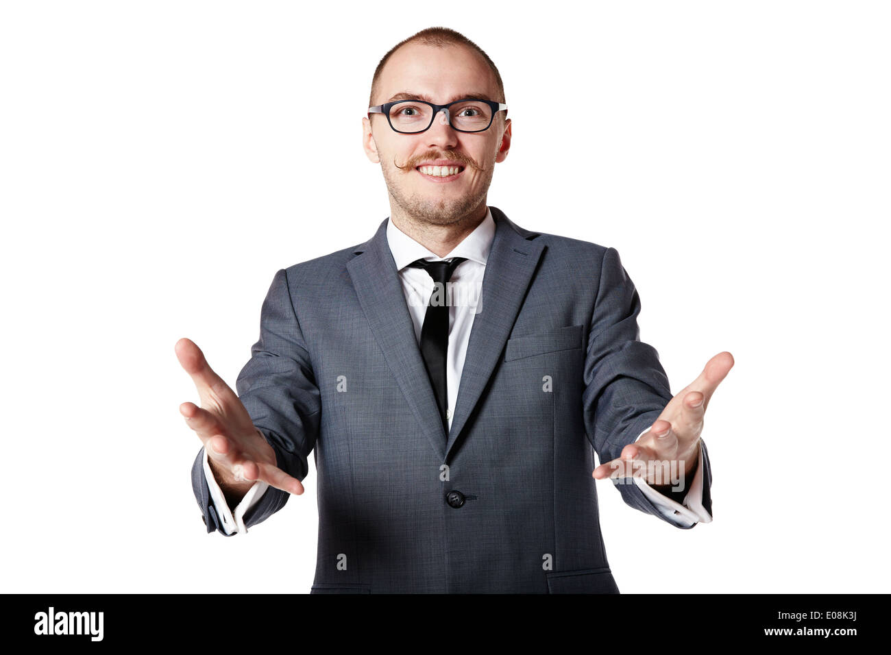 Young businessman congratulations to you. Man gesturing with hands ...