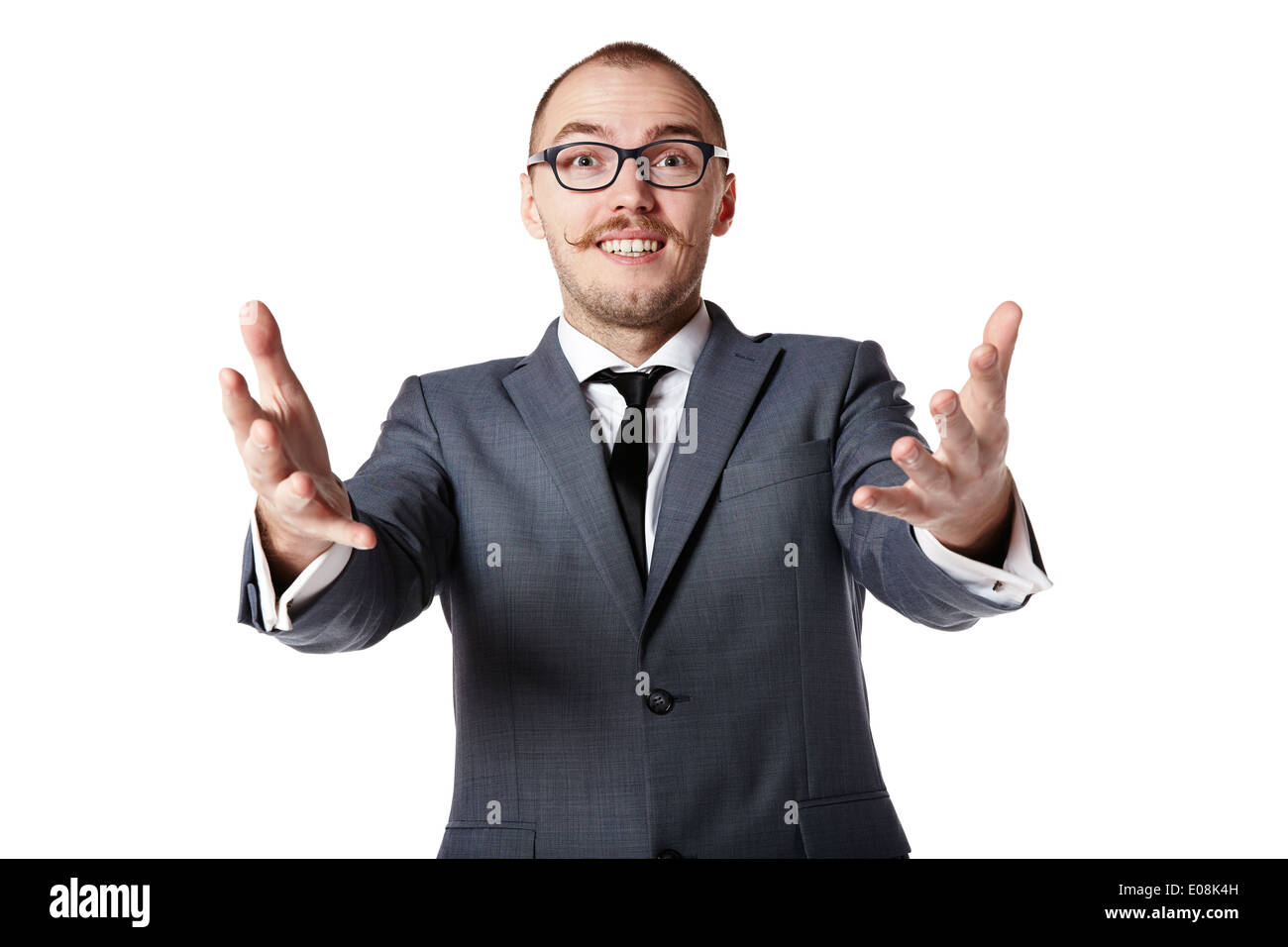 Young businessman congratulations to you. Man gesturing with hands ...