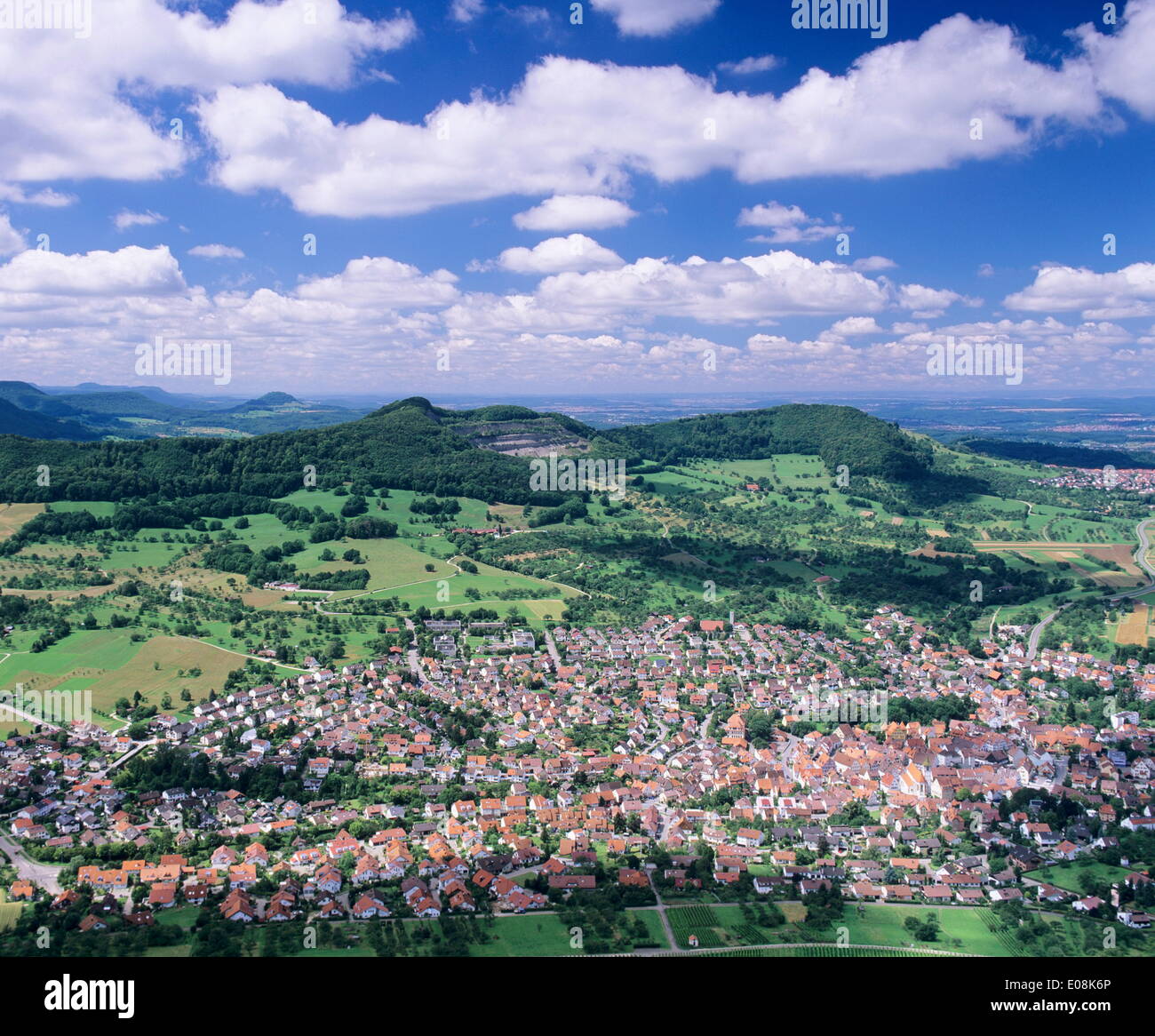 View from Hohenneuffen Castle to the Albtrauf and Beuron, Swabian Alb ...