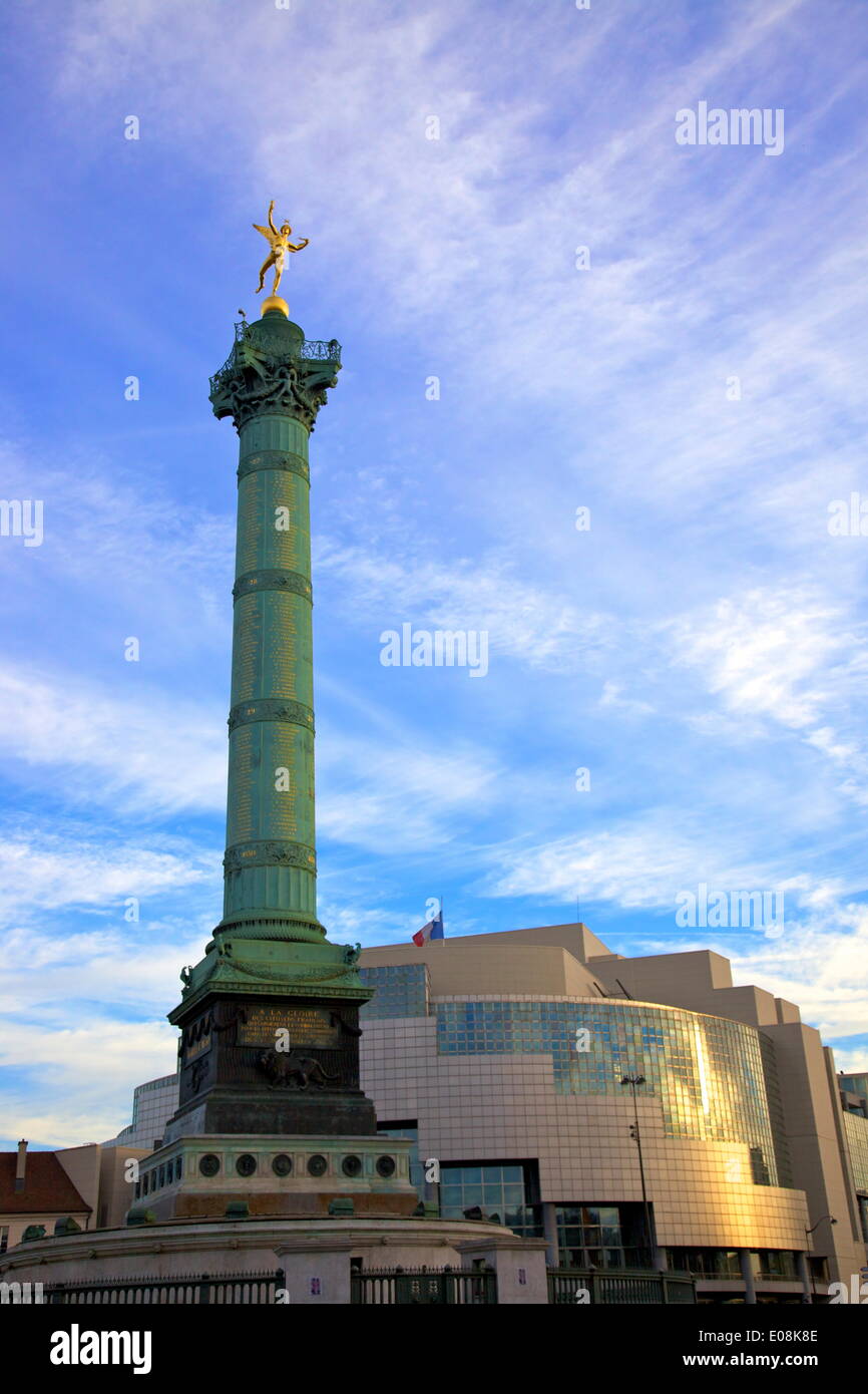 July Column and the Bastille Opera, Paris, France, Europe Stock Photo ...