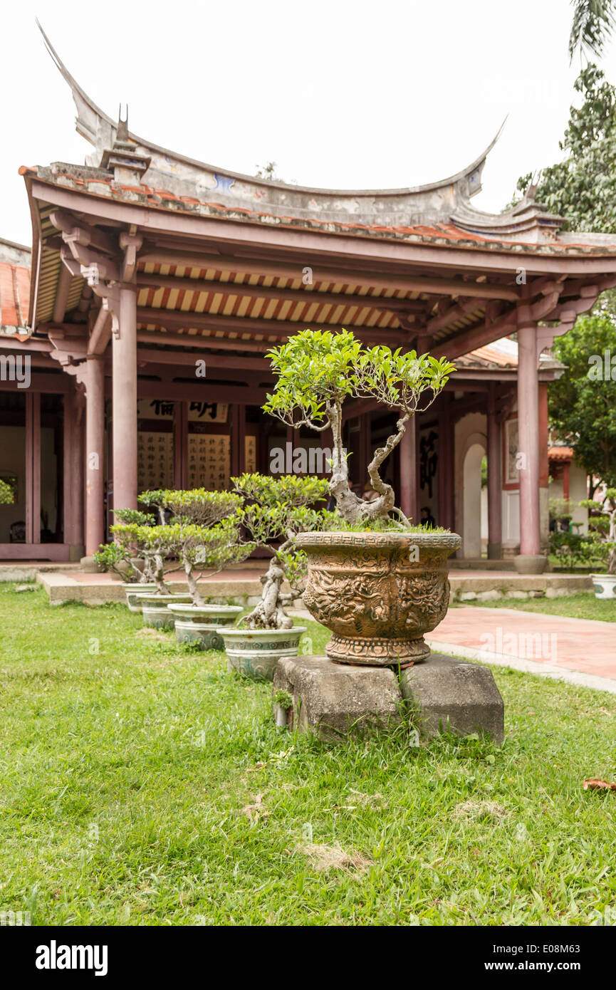 A Confuscius temple with bonsai plansts in front Stock Photo - Alamy
