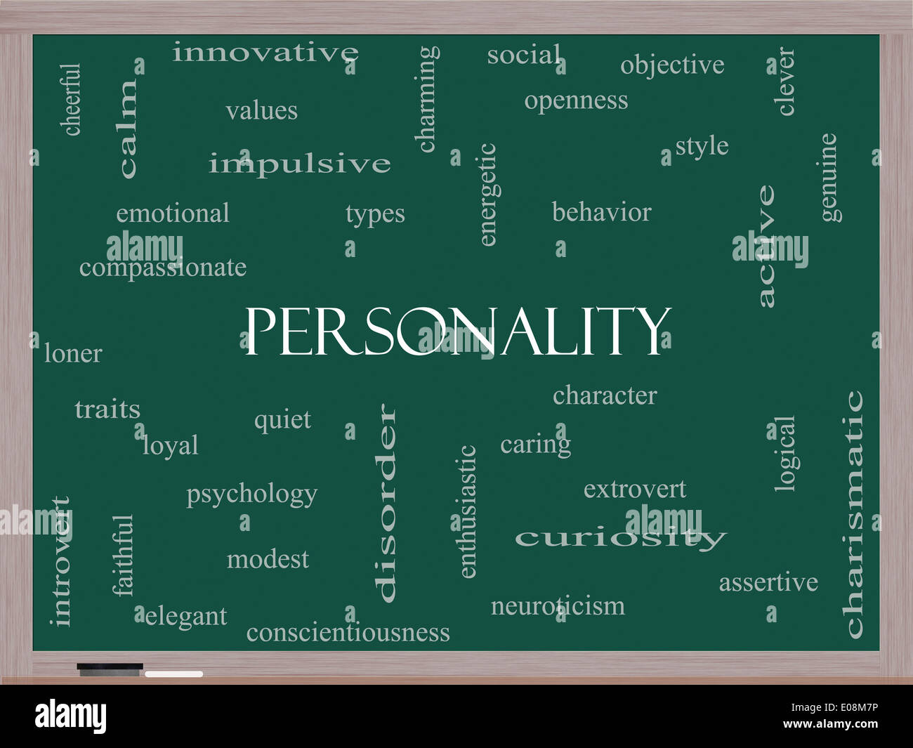 Personality Word Cloud Concept on a Blackboard with great terms such as ...
