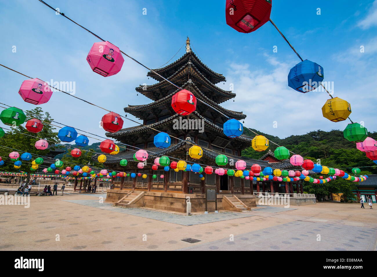 Colourful lanterns in the Beopjusa Temple Complex, South Korea, Asia ...