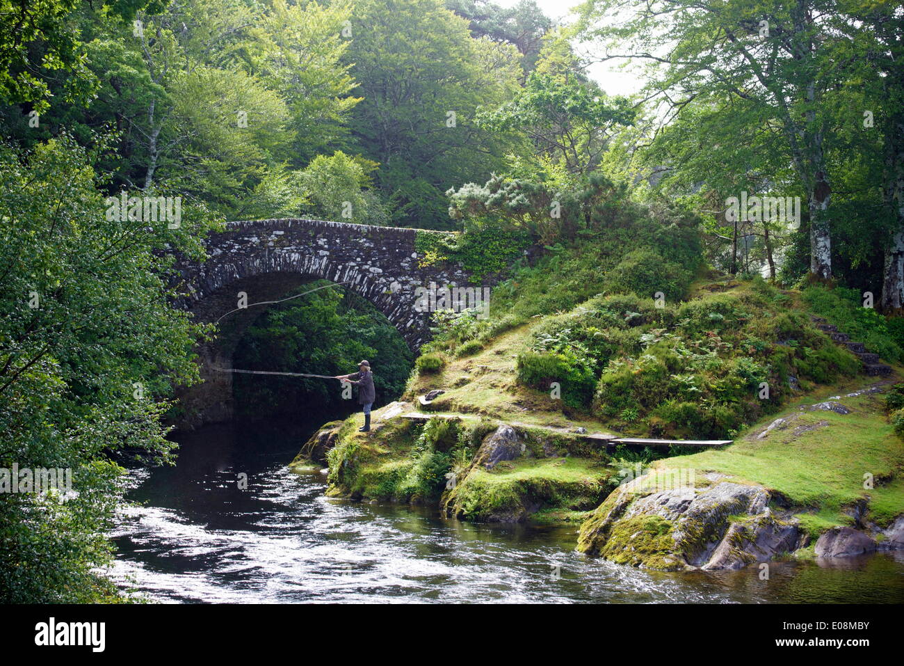 Fly fishing on the River Shiel, near Acharacle, Invernesshire, Scotland ...