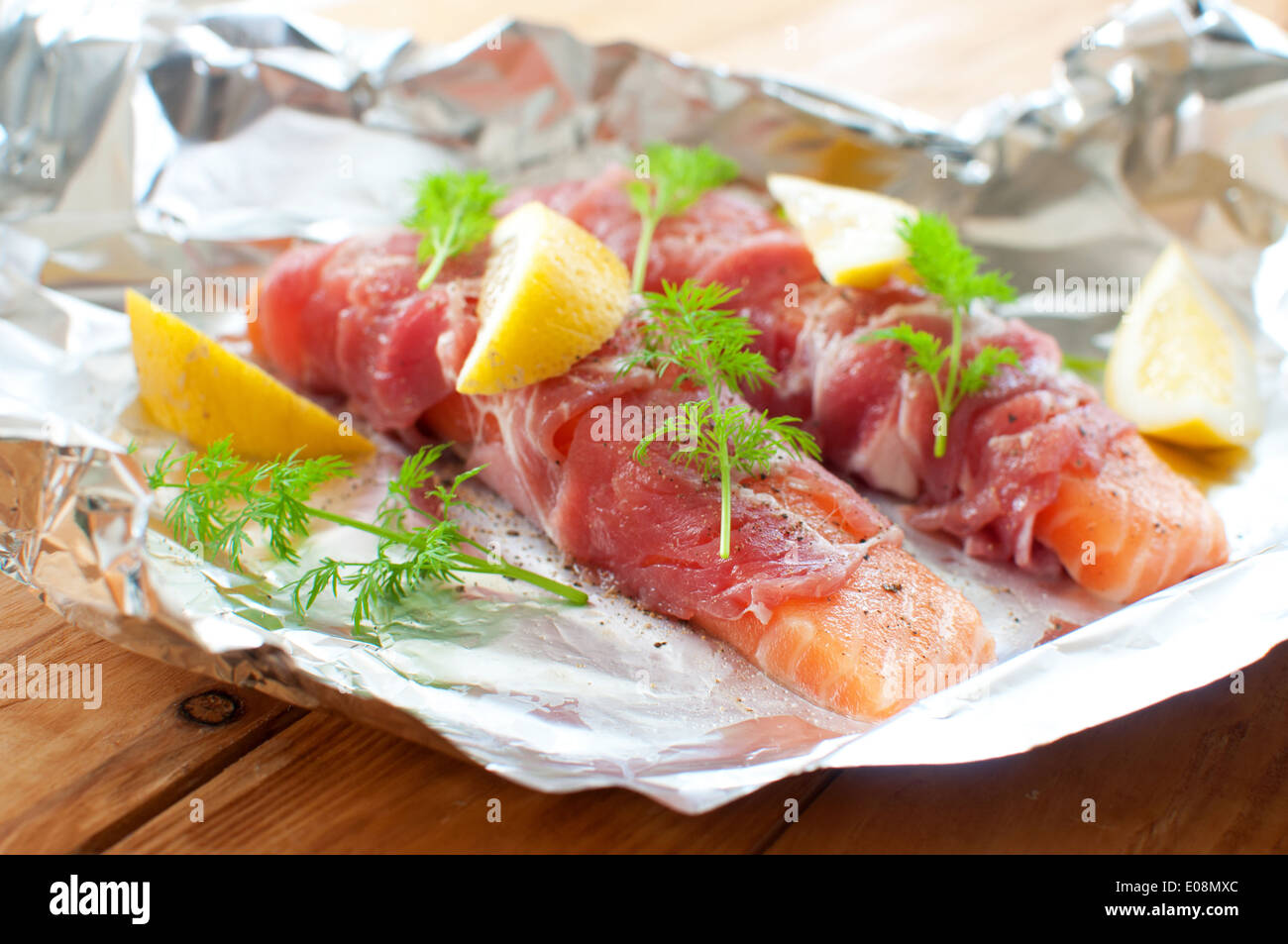 Fresh salmon fillets Stock Photo - Alamy