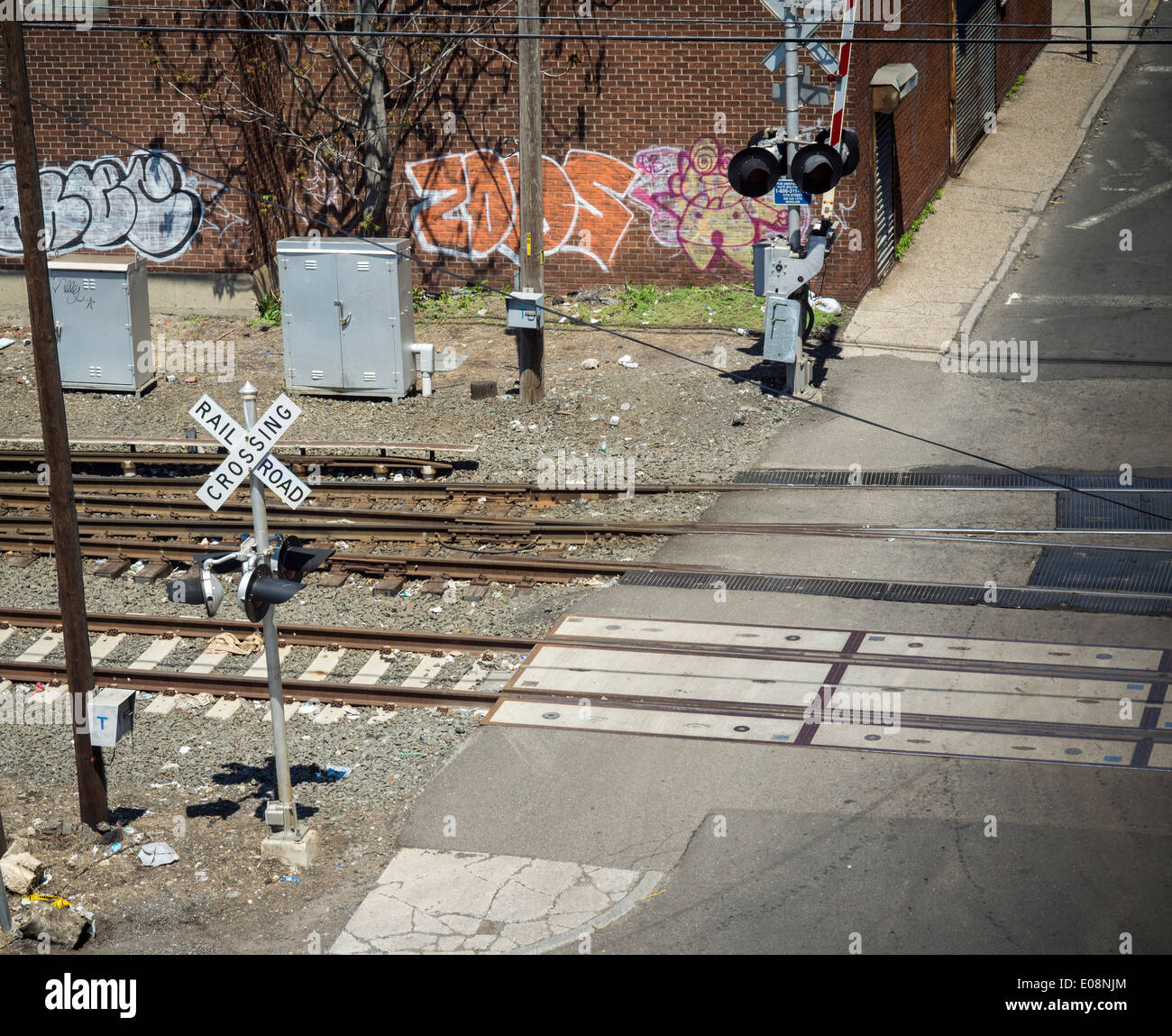 A rare grade crossing in Queens in New York for the Long Island ...