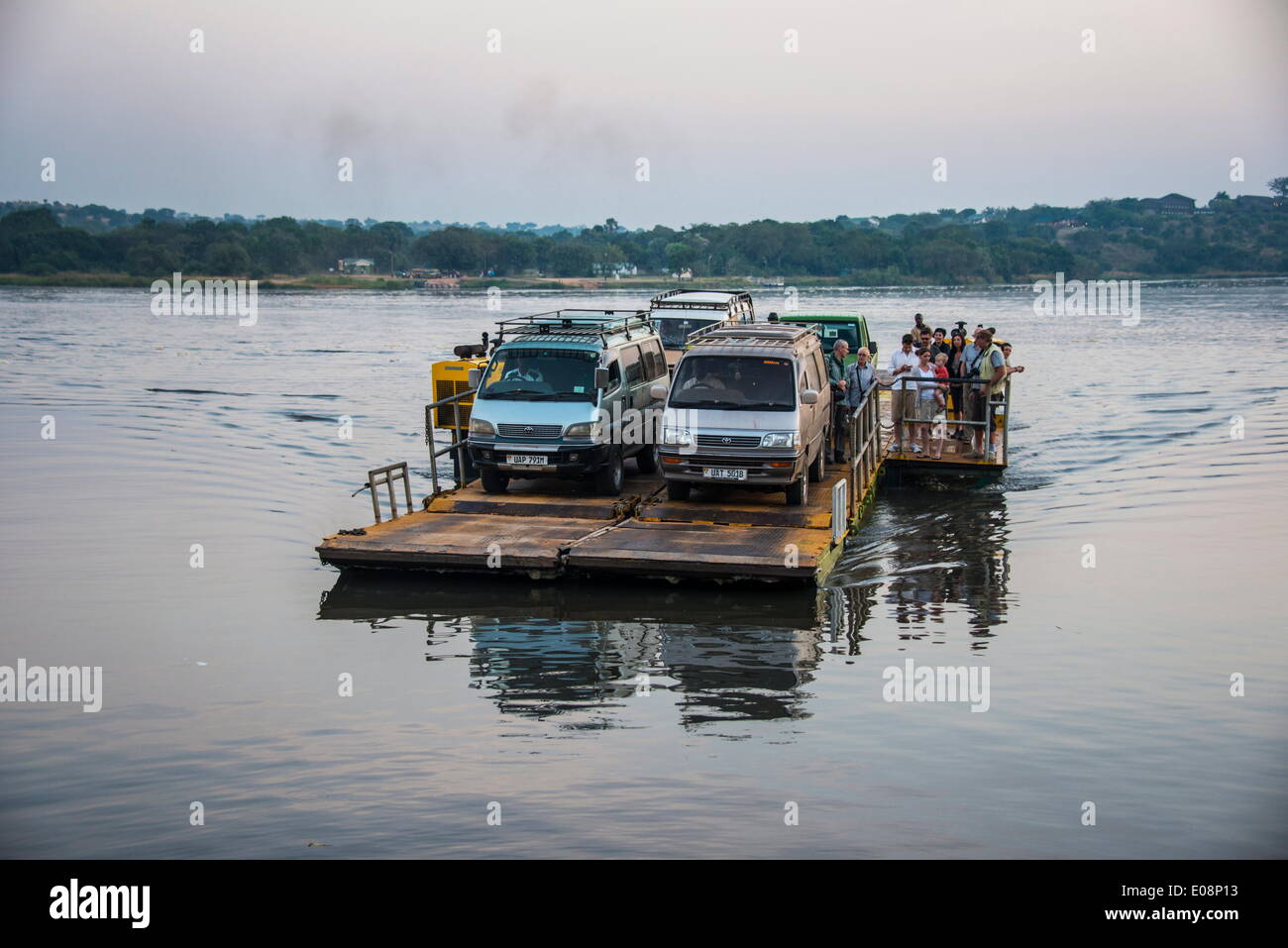 Ferry over the Nile in the Murchison Falls National Park, Uganda, East ...