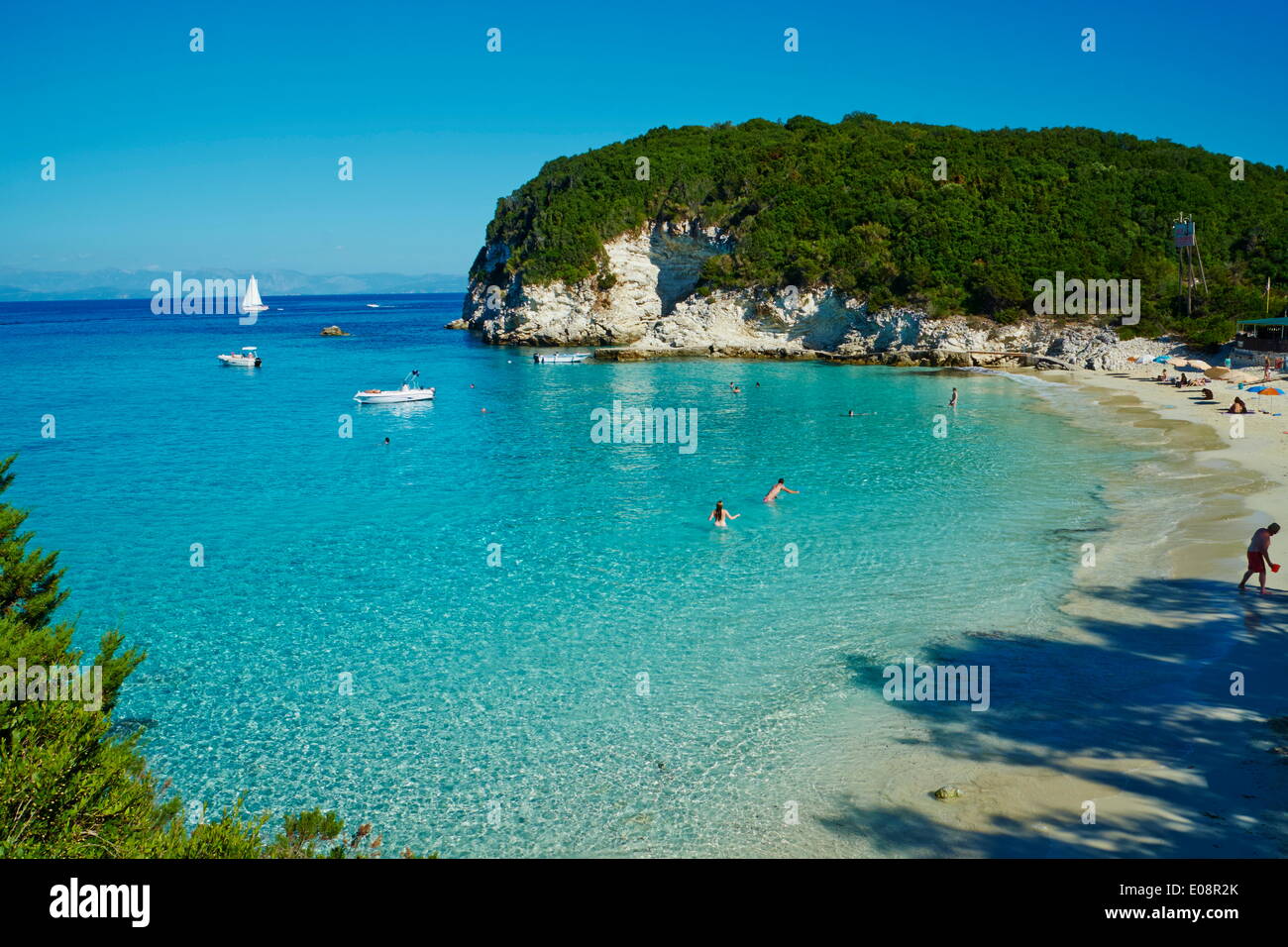 Vrika beach, Antipaxos, Antipaxi, Ionian Islands, Greek Islands Stock ...