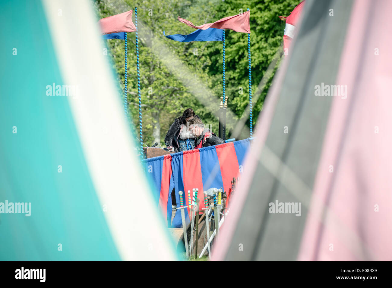 A view through tents of the royal box at the Blenheim Palace Jousting ...