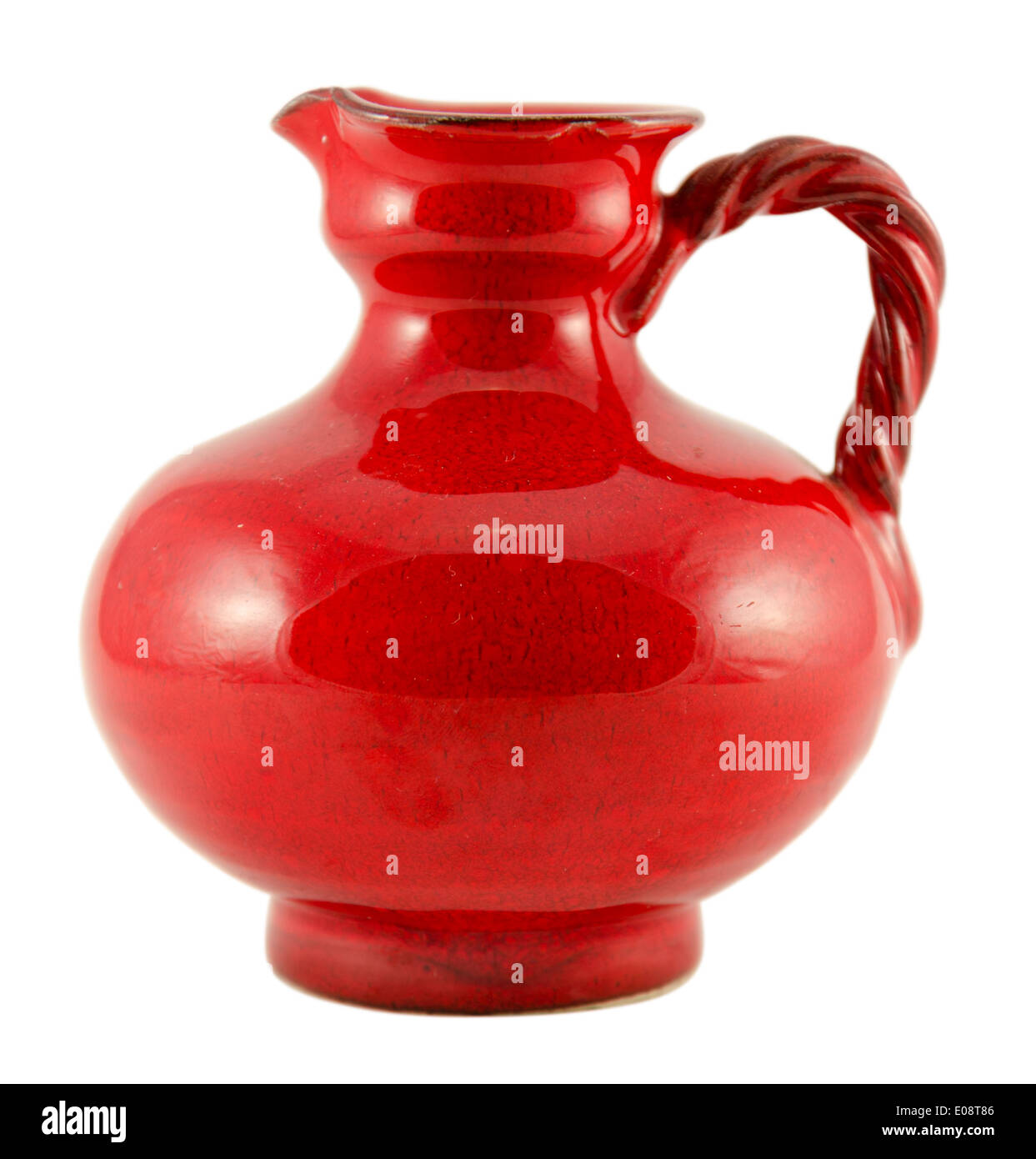 red ceramic retro jug with handle isolated on white background Stock ...