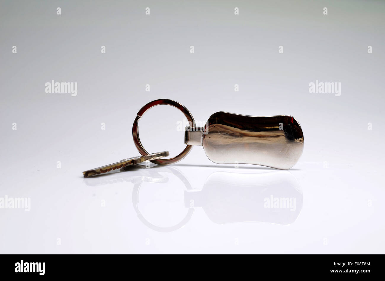Macro View Of Silver Key Ring And Key Stock Photo - Alamy