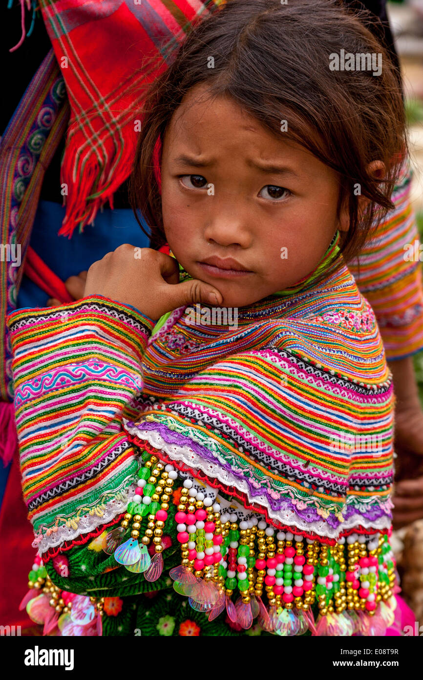 A Frowning Child From The Flower Hmong Ethnic Group At The Sunday ...