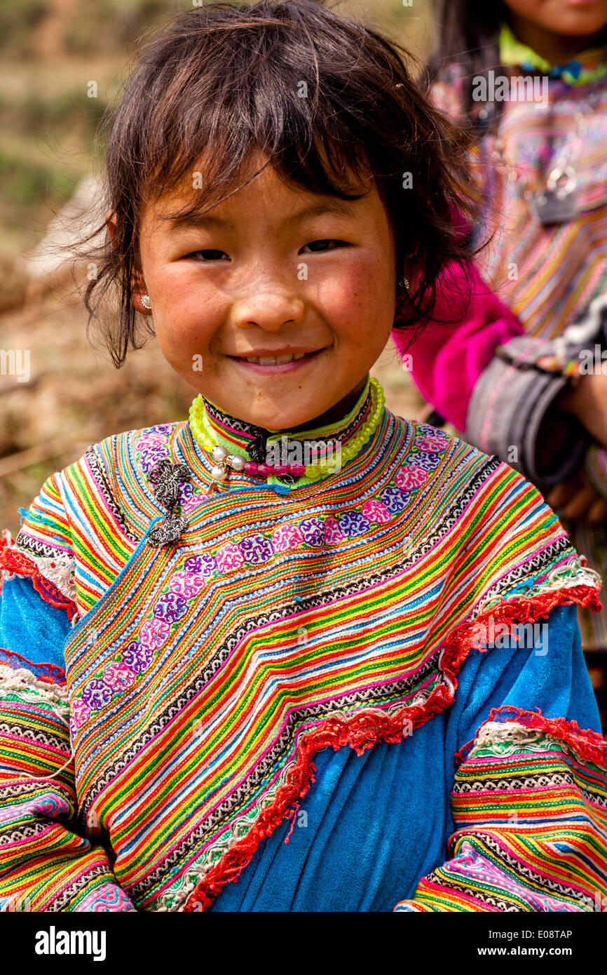 Children From The Flower Hmong Hill Tribe, Bac Ha, Lao Cai Province ...