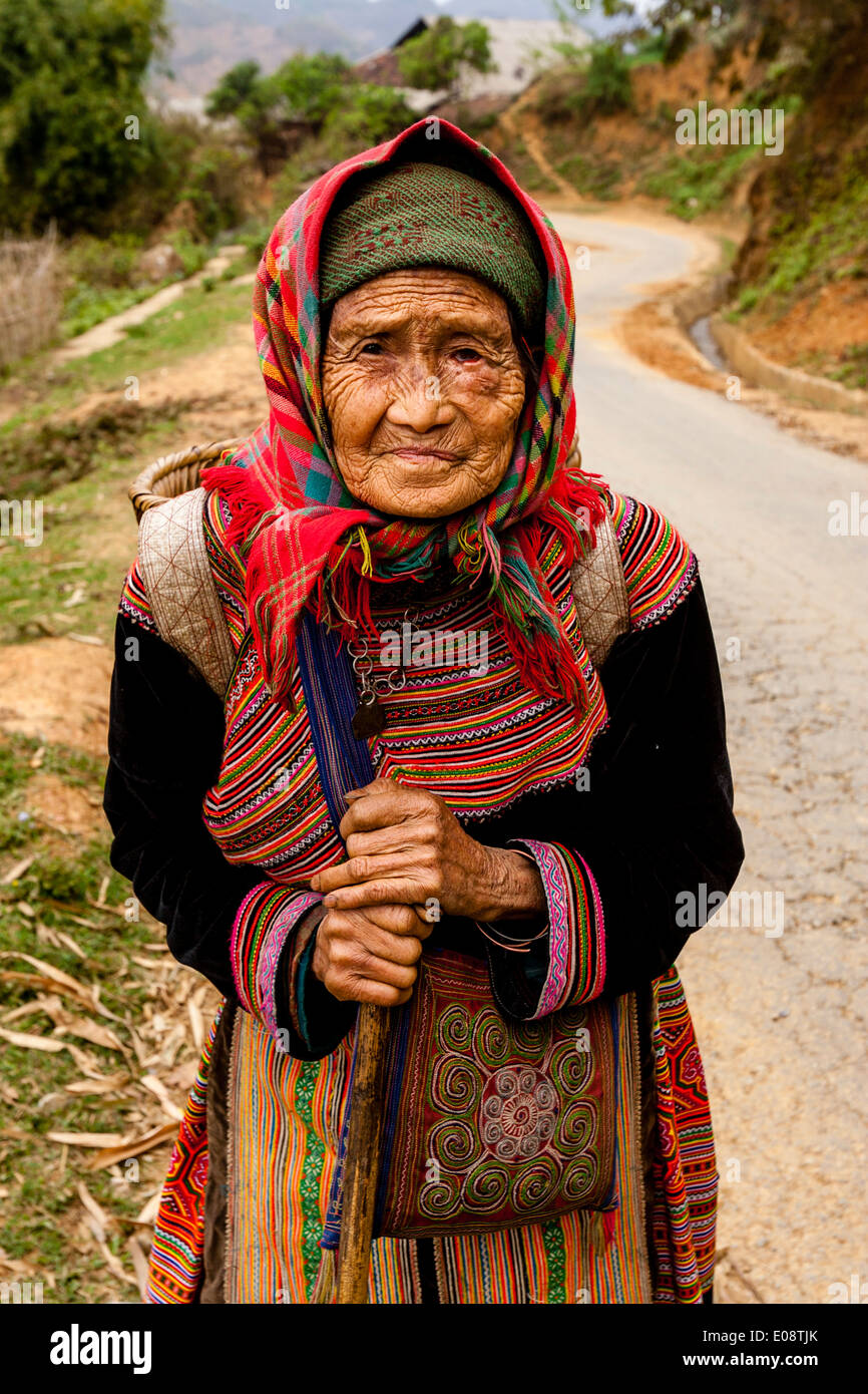 Old woman flower hmong traditional dress hi-res stock photography and ...