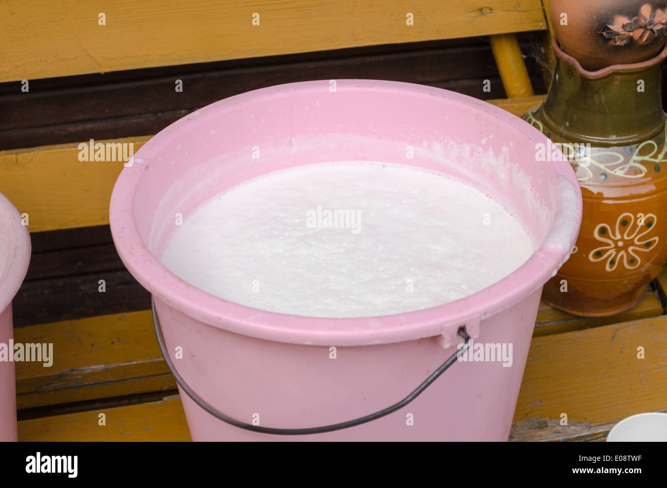 Cow milk bucket hi-res stock photography and images - Alamy