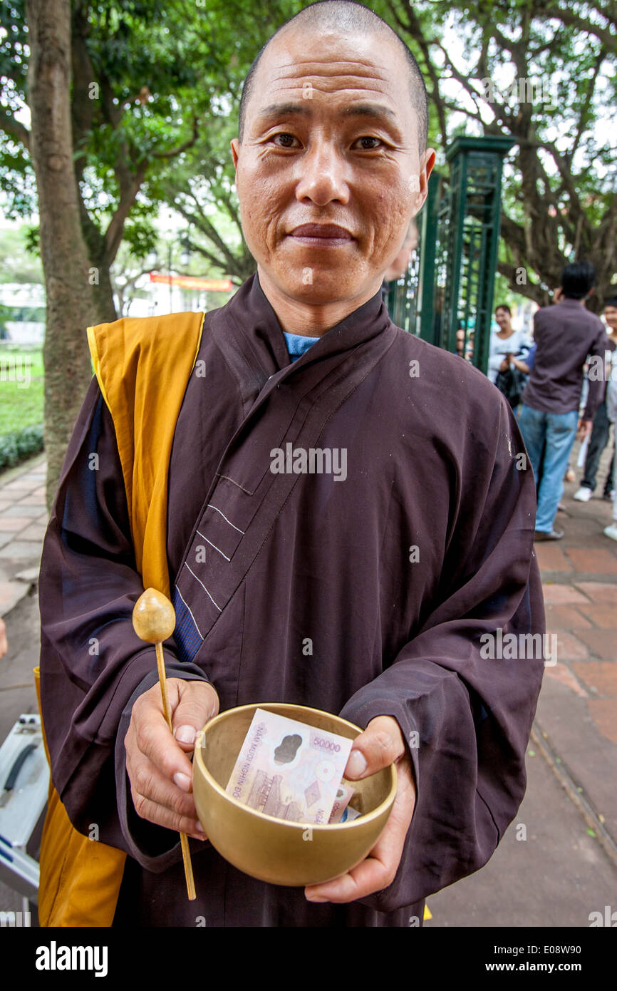 Monk With Begging Bowl, Hanoi, Vietnam Stock Photo - Alamy