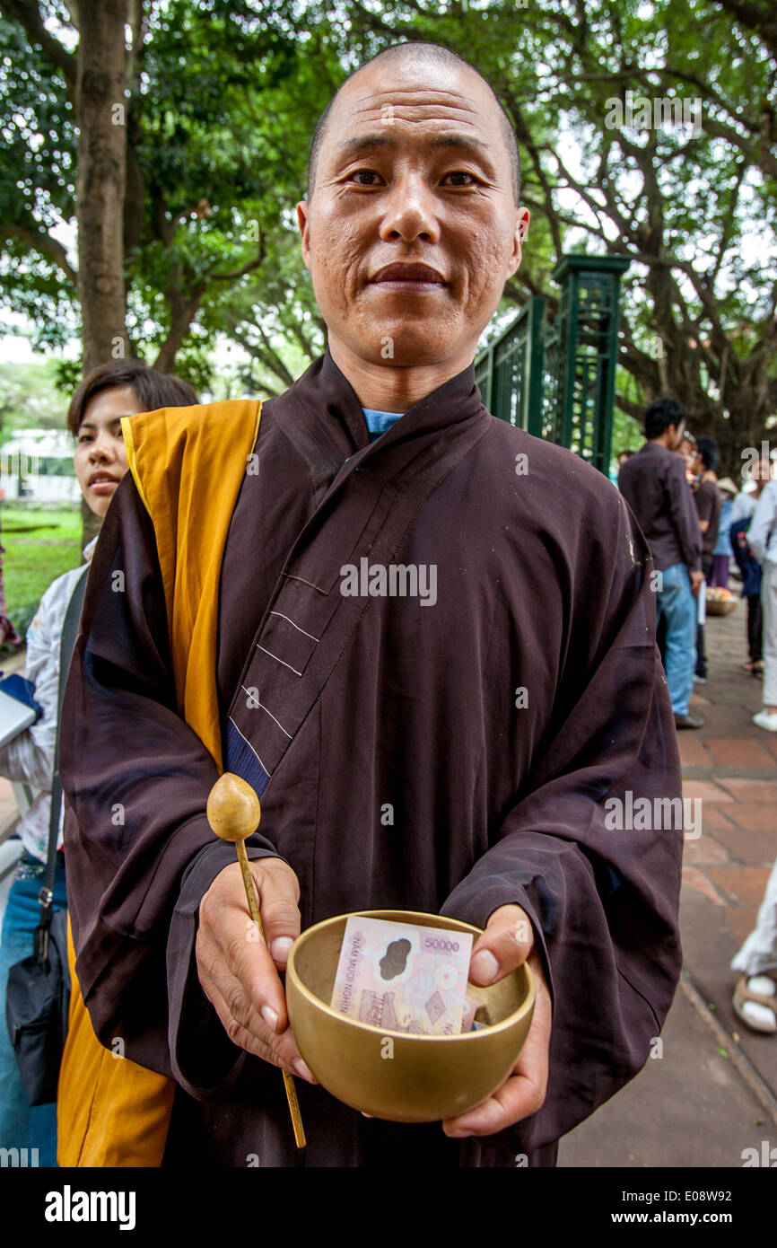 Monk With Begging Bowl, Hanoi, Vietnam Stock Photo - Alamy
