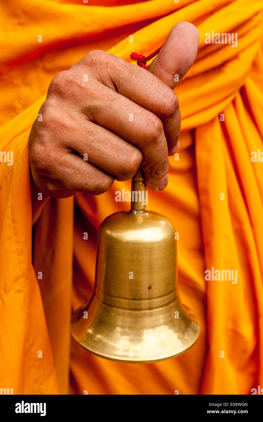 A Buddhist Monk Ringing His Bell, Temple Of Literature, Hanoi, Vietnam ...
