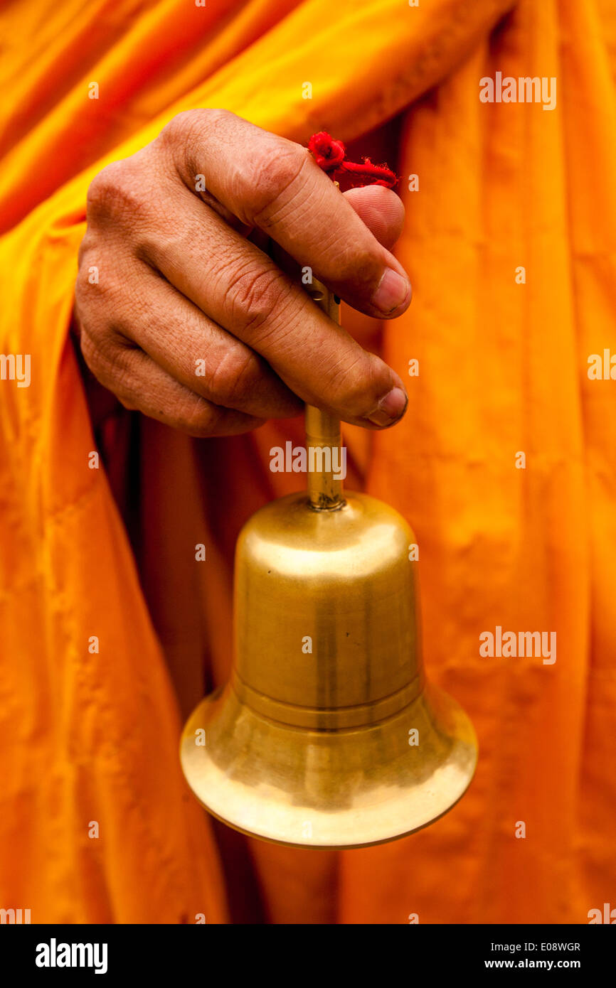 A Buddhist Monk Ringing His Bell, Temple Of Literature, Hanoi, Vietnam ...