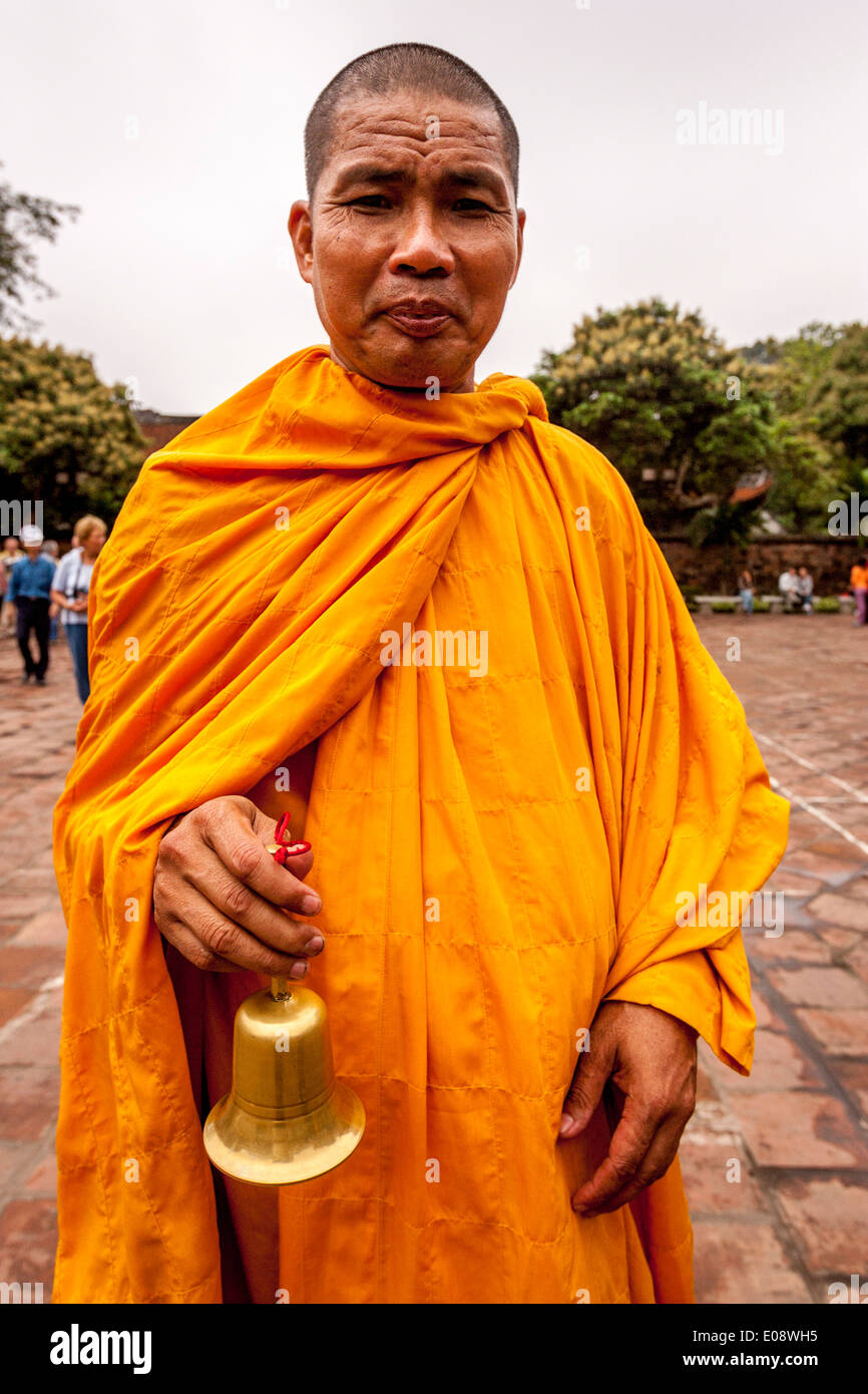 A Buddhist Monk Ringing His Bell, Temple Of Literature, Hanoi, Vietnam ...