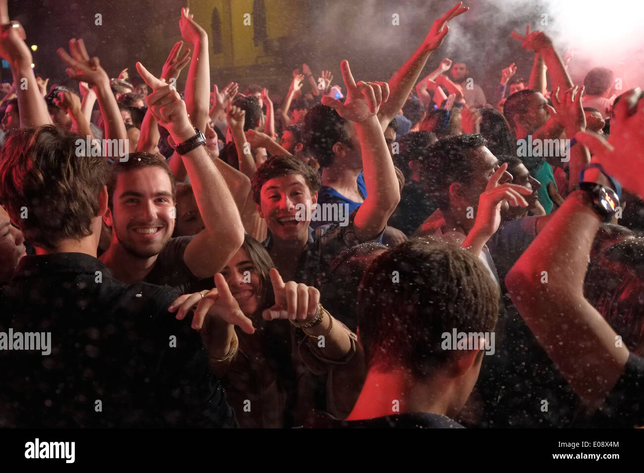 Young Israelis dancing during celebrations of Israel's 66th ...