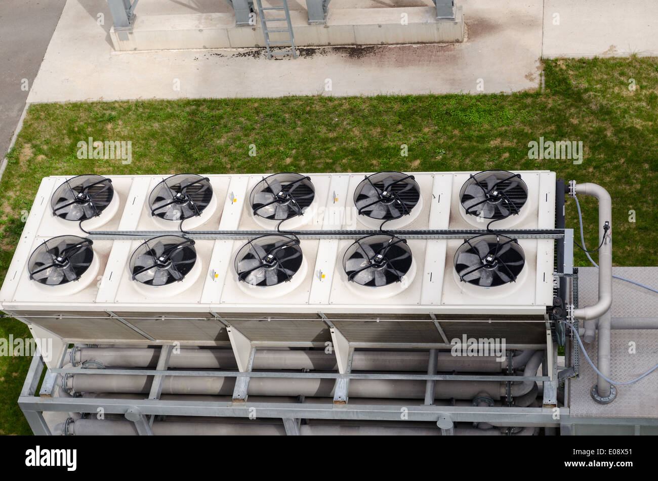 Ventilator fan spin on industrial building of biogas bio gas plant ...