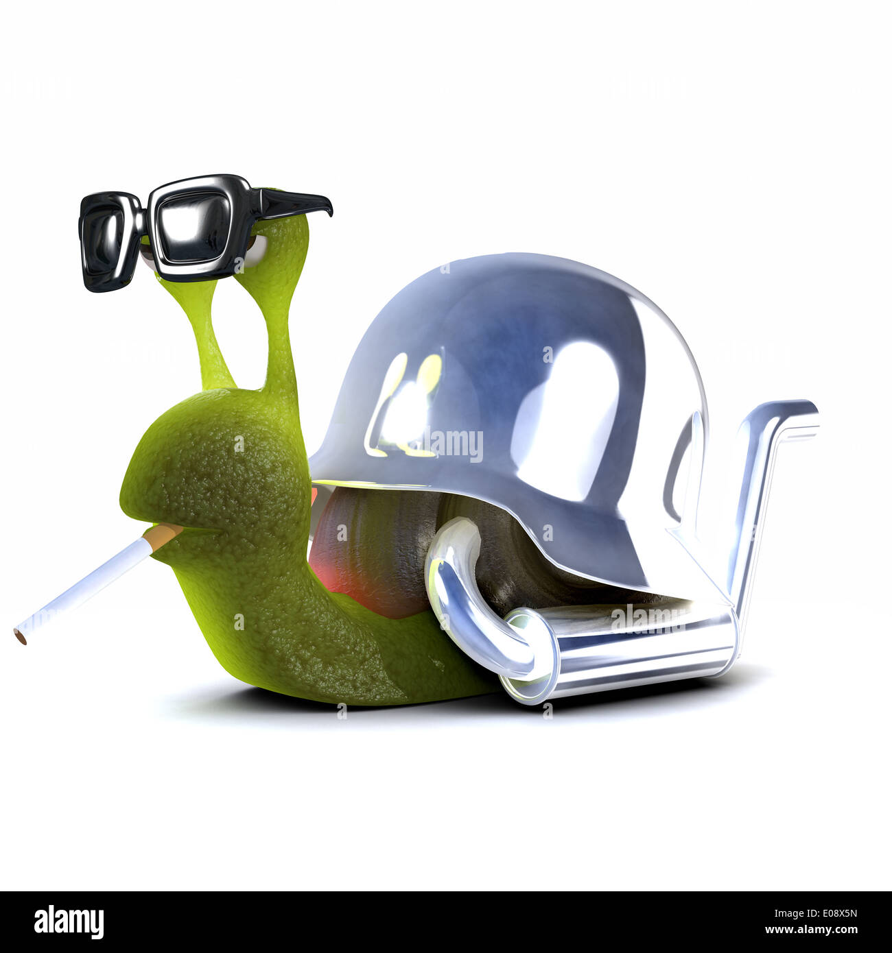3d render of a snail motorbike outfit with tailpipe, smoking Stock ...