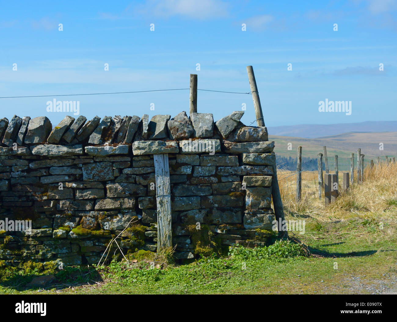 Corner of dry-stone wall. Killhope Cross. Killhope Head, Cumbria ...