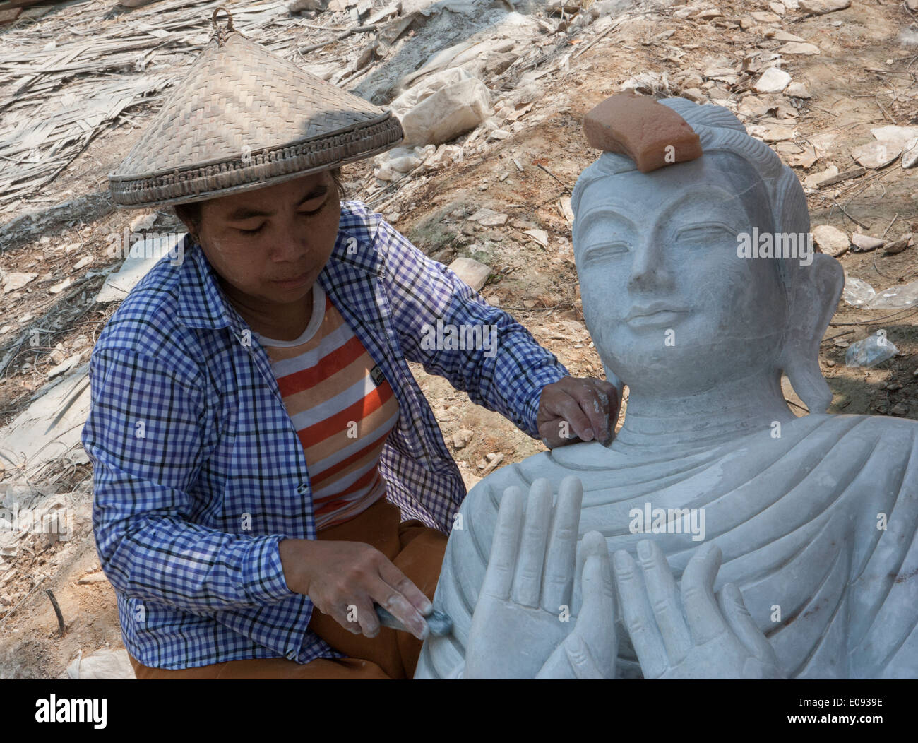 Stone mason Mandalay Burma Stock Photo - Alamy