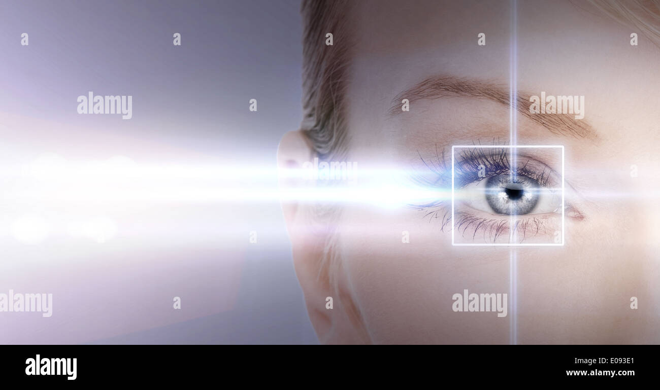 woman eye with laser correction frame Stock Photo - Alamy