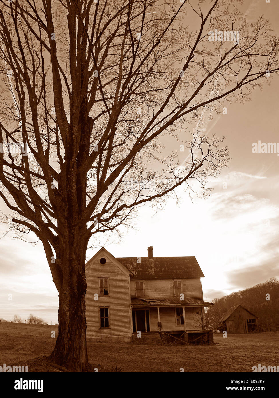 The shadow of a tree and abandoned house near Damascus,Virginia Stock ...
