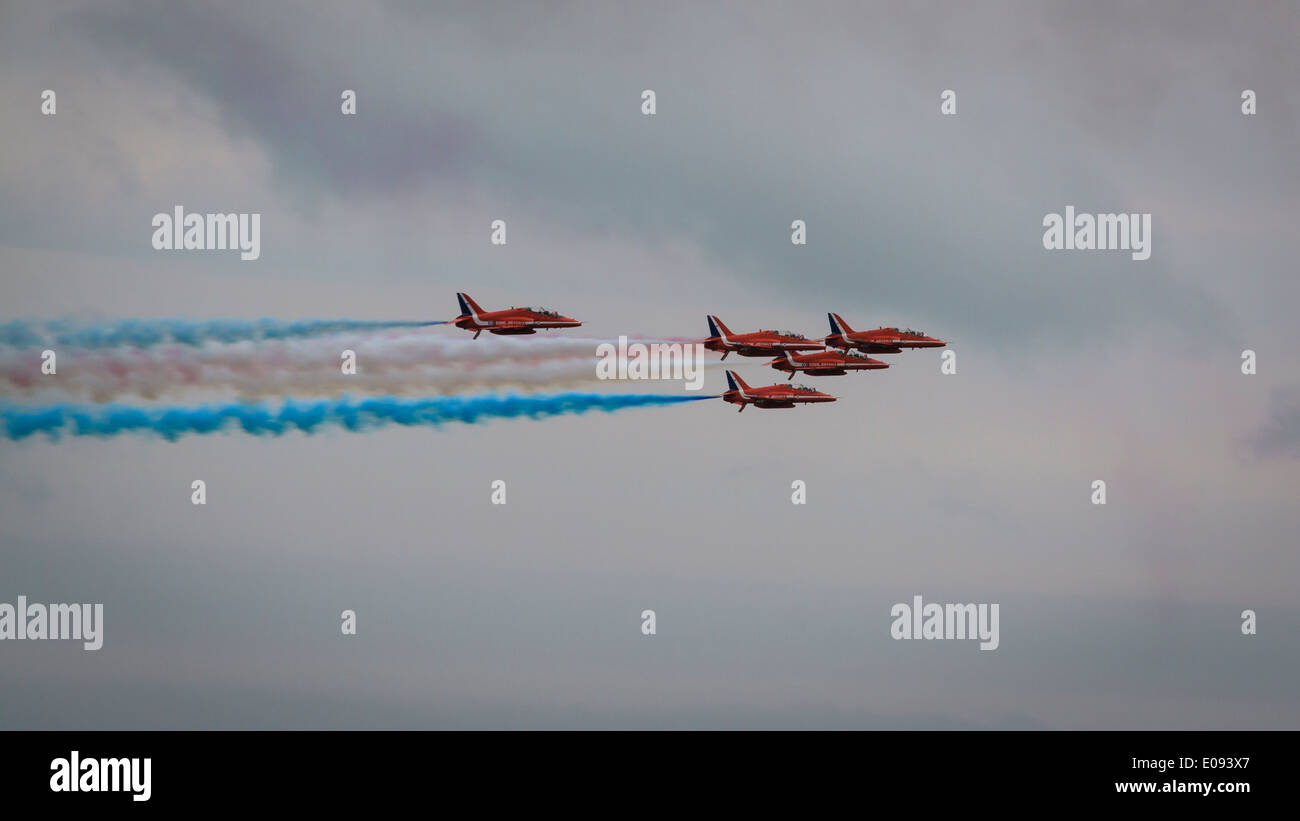 The Red Arrows RAF aerobatic flight display team at the Eastbourne ...