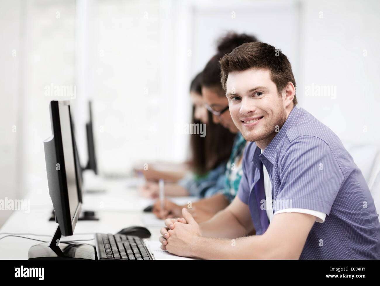 student with computer studying at school Stock Photo - Alamy