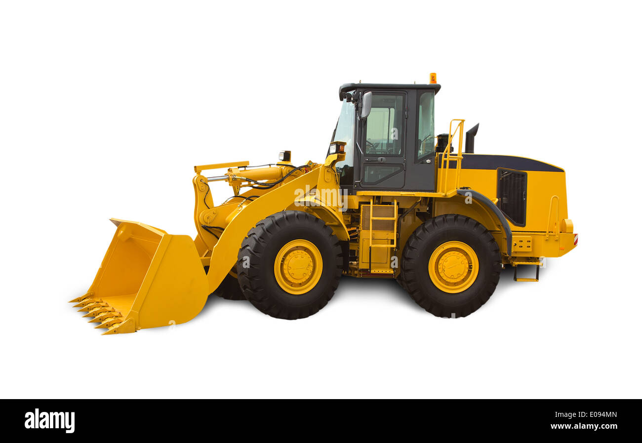 Yellow bulldozer over white background. Heavy machinery Stock Photo - Alamy