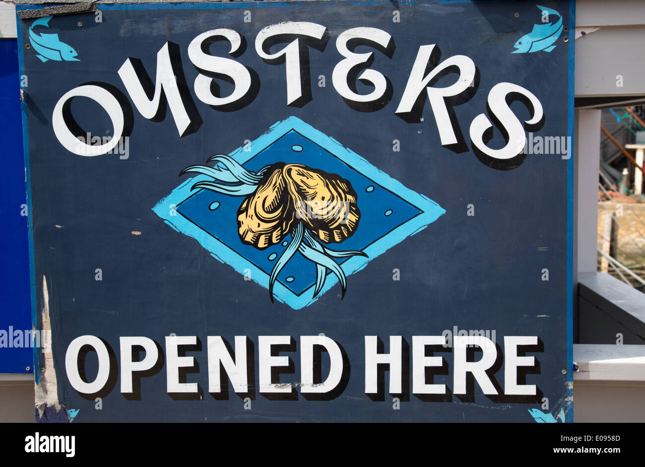 Oyster bar sign Seaside resort of Whitstable in Kent Stock Photo - Alamy