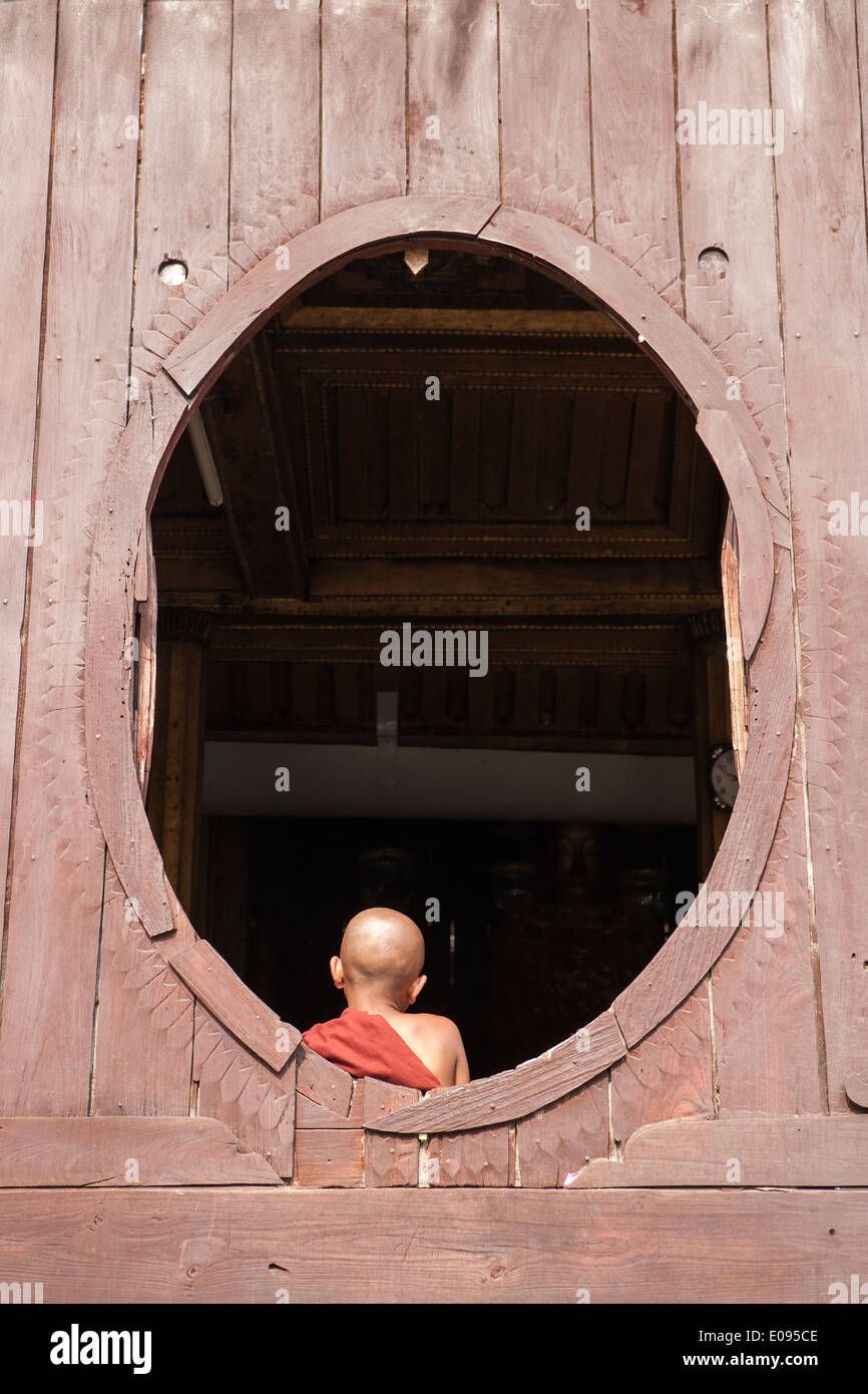 Monks monastery window Myanmar Burma Stock Photo - Alamy