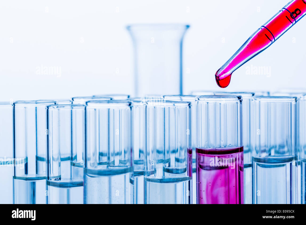 Many test tubes with an attempt in a research lab of a university ...