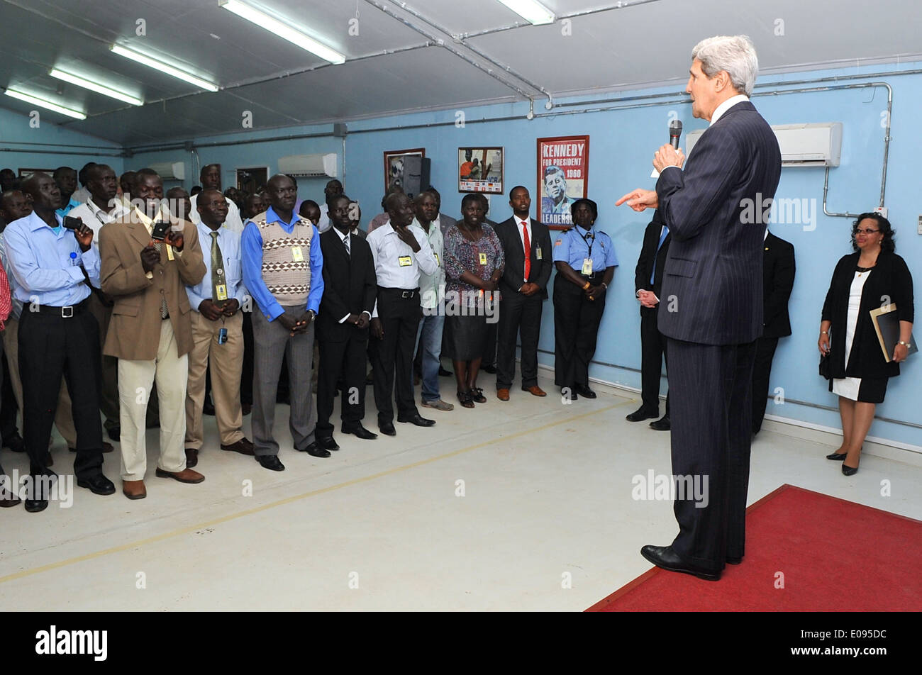 Secretary Kerry Addresses Locally Employed Staff at Embassy Juba Stock ...