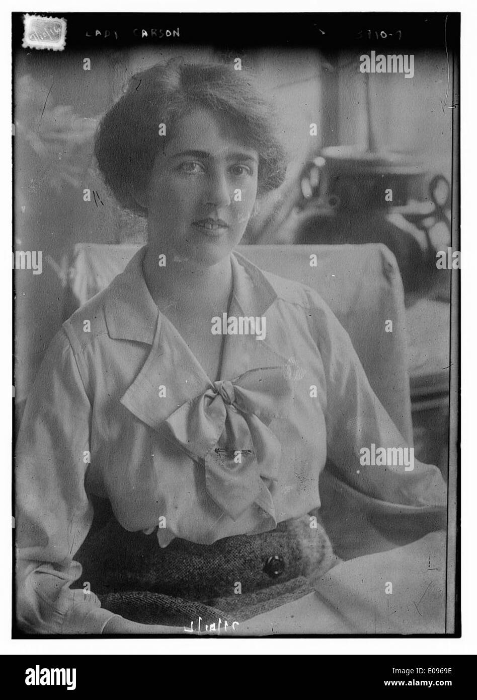This photograph depicts Lady Carson, a notable figure in 20th-century ...